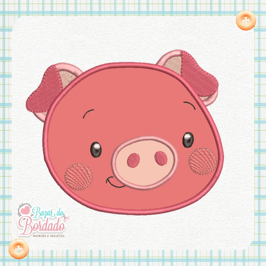 Matriz de Bordado - Carinha Porquinho - Aplique - SHOP BAZAR & CIA Matriz de Bordado - Carinha Porquinho - Aplique - SHOP BAZAR & CIA
