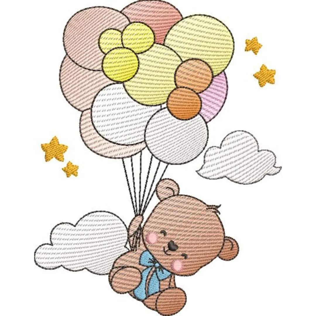 Matriz de bordado Ursinho com baloes - SHOP BAZAR & CIA