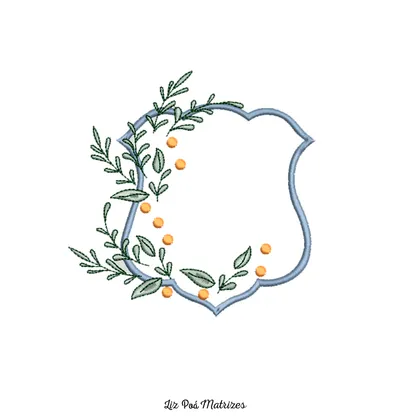 Matriz de Bordado - Brasão com Folhas - SHOP BAZAR & CIA